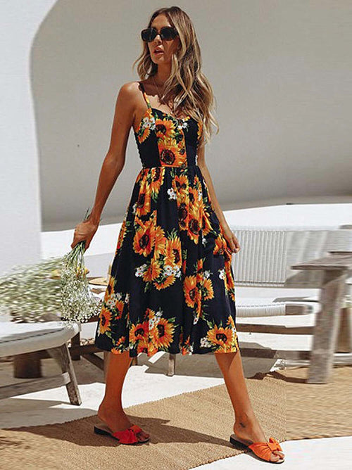 Sunflower Midi SunDress – Roll Up Fashion