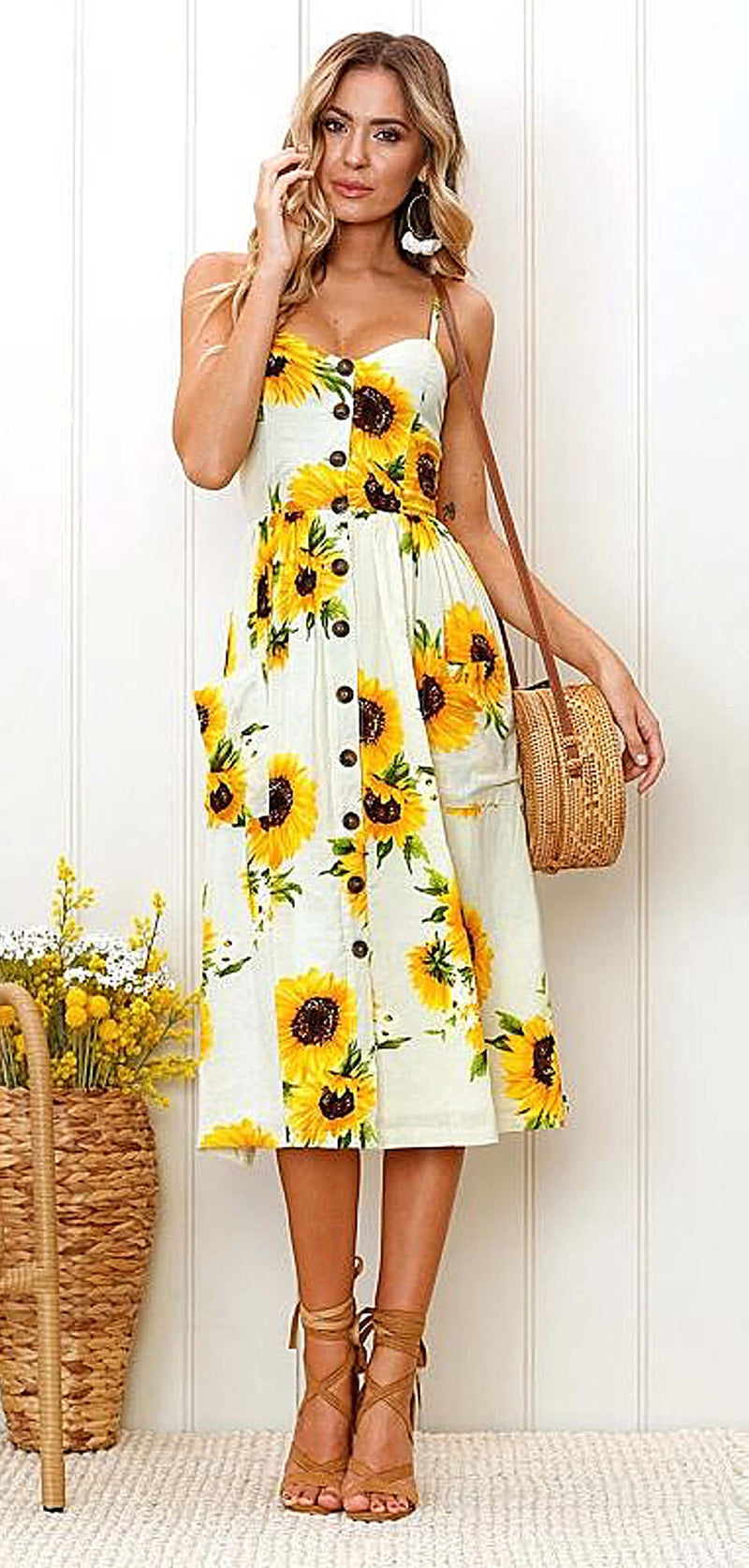 Sunflower Midi SunDress – Roll Up Fashion